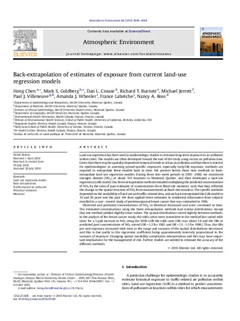 Pdf Back Extrapolation Of Estimates Of Exposure From Current Land Use Regression Models