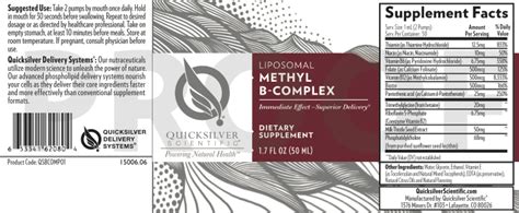 Quicksilver Scientific Liposomal Methyl B Complex Thrivemd Supplements
