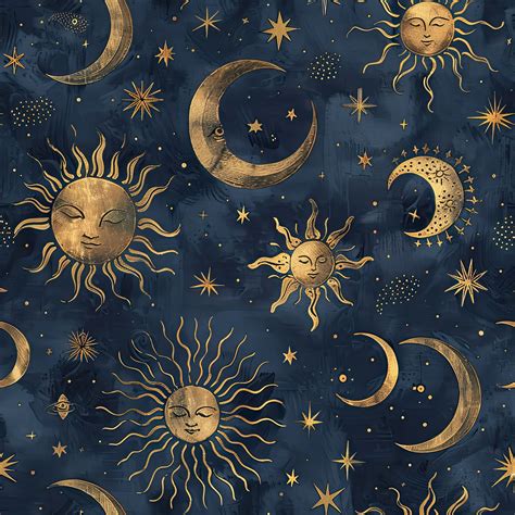 Moons And Suns Celestial Art A Decorative Illustration By Virgo Studio Celestial Art Moon