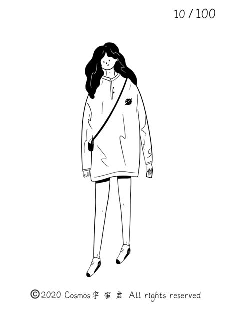 简约黑白线条风人物插画 女生系列cosmos宇宙君插画师作品涂鸦王国 图片造型图片素材 花瓣网