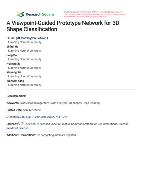 Pdf A Viewpoint Guided Prototype Network For 3d Shape Classification