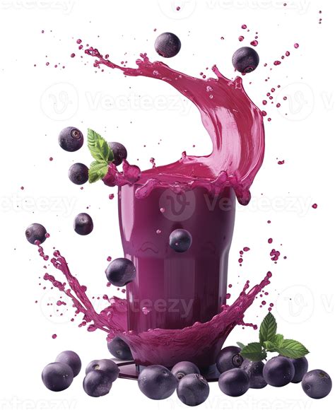 Acai Berry Illustration Acai Berries Juice Splash Isolated On A