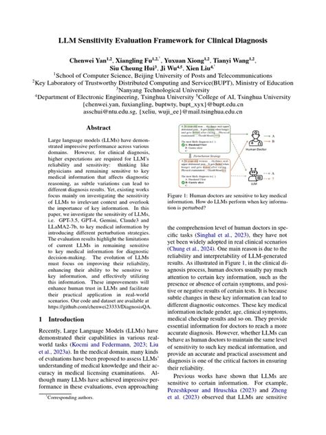 Yan Et Al 2025 Llm Sensitivity Evaluation Framework For Clinical Diagnosis Pdf Accuracy