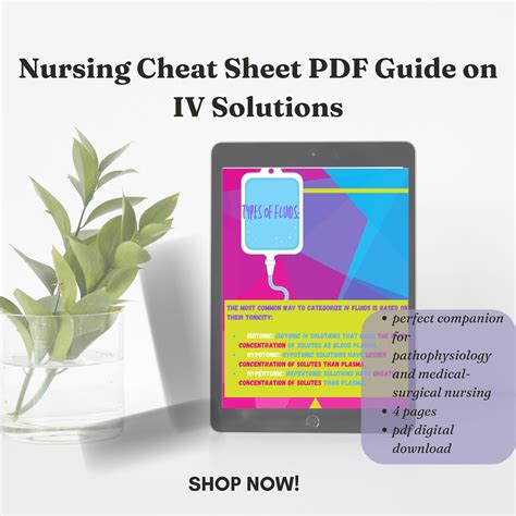 Nursing Cheat Sheet Pdf Guide To Iv Solutions Instant Printable Download Etsy