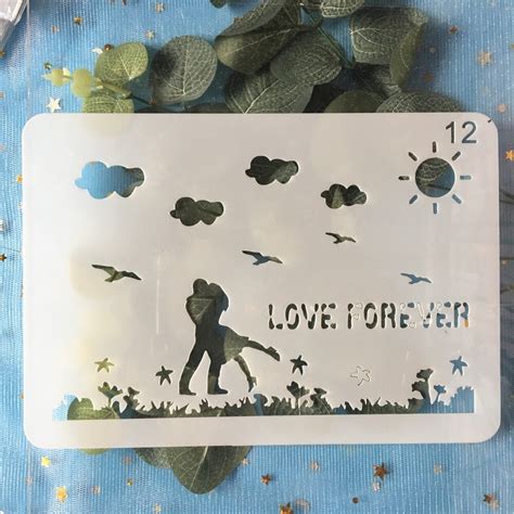 20x14cm Lover Cloud Bird Diy Layering Stencils Wal Grandado