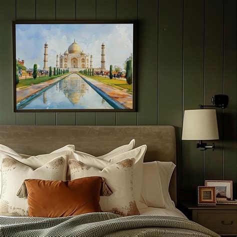 Taj Mahal Watercolor Print India Wall Art Travel Architecture Poster