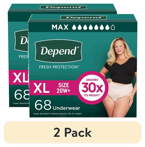 2 Pack Depend Fresh Protection Incontinence Underwear For Women