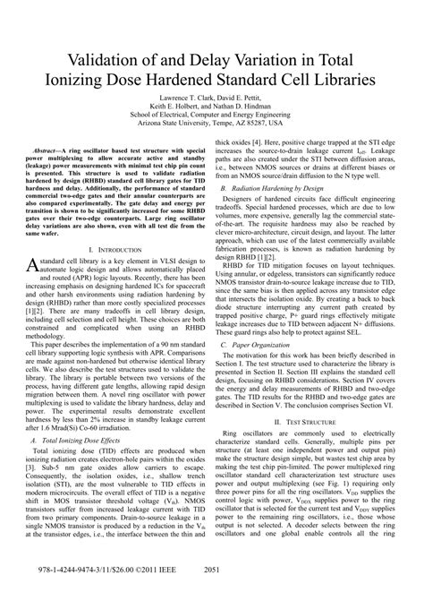 Pdf Validation Of And Delay Variation In Total Ionizing Dose Hardened Standard Cell Libraries