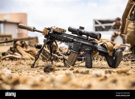 An M27 Rifle Attached To 3d Littoral Combat Team 3rd Marine Littoral