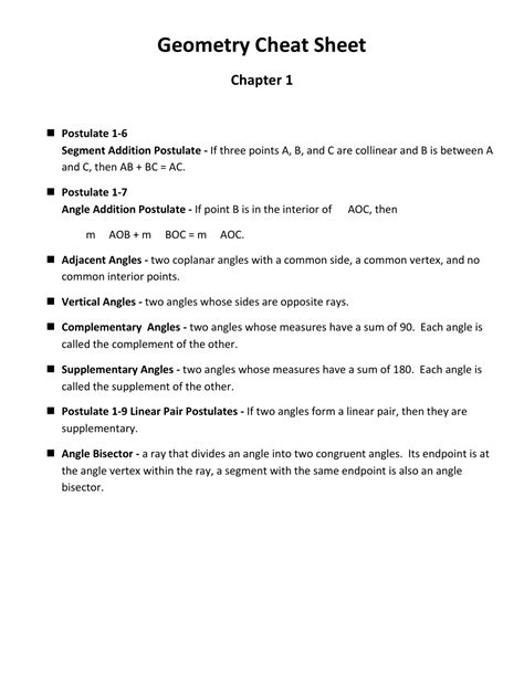 Geometry Cheat Sheet Laws And Theorems Download Printable Pdf