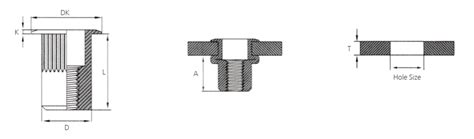M4 Rivnut Carbon Steel Flat Head Knurled Body Us Type