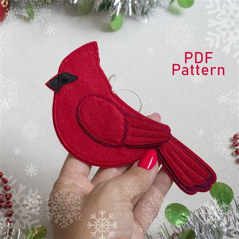cardinal sewing pattern pdf red bird ornament tree instruct inspire