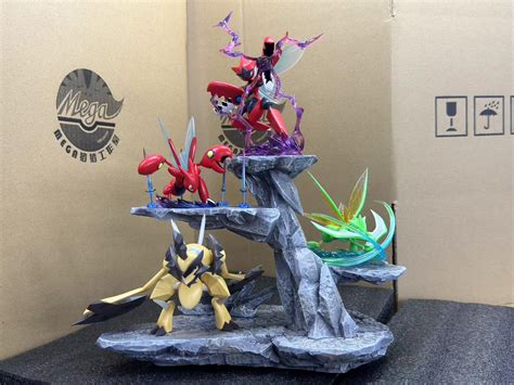 In Stock 120 Scale World Figure Mega Scyther And Scizor And Mega Scizor And Kleavor Pokemon