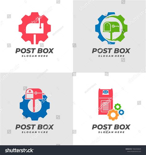 Set Gear Post Box Logo Vector Stock Vector Royalty Free 1982650649 Shutterstock