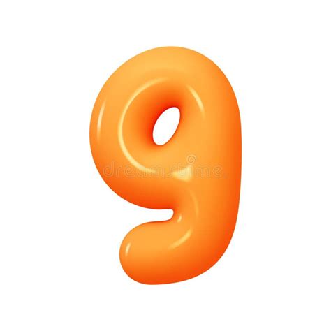 Number 9 Nine Number Sign Orange Soft Color Realistic 3d Design In