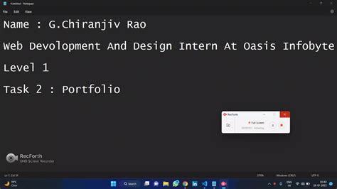 [video] Chiranjiv Rao On Linkedin Oasisinfobyte Internship