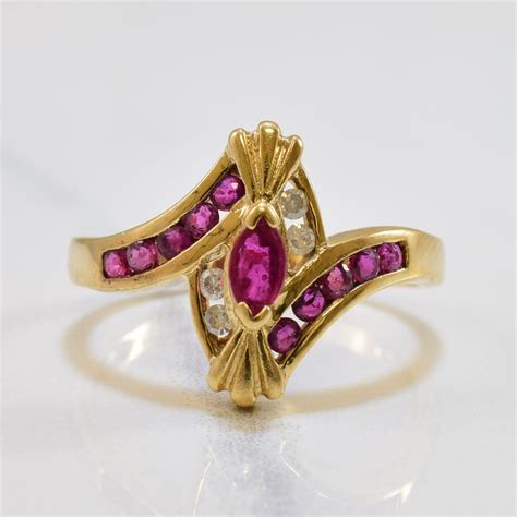 Ruby And Diamond Bypass Ring 0 40ctw 0 04ctw Sz 6 5