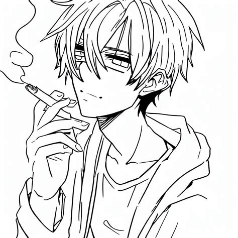 Målarbild Rolig Anime Pojke Skiv Ut Gratis På