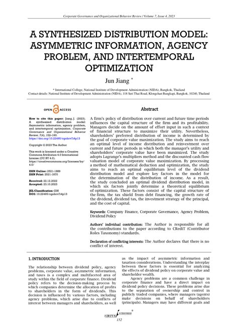 pdf a synthesized distribution model asymmetric information agency