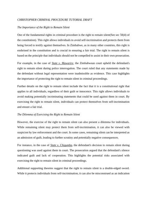 Christopher Criminal Procedure Tutorial Draftxoxo Pdf Right To
