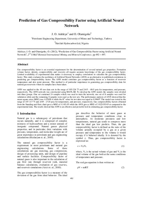Pdf Prediction Of Gas Compressibility Factor Using Artificial Neural