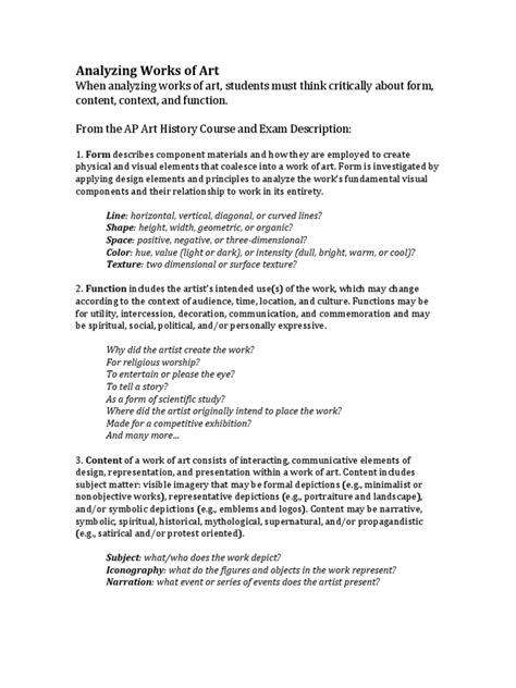 Form Function Content Context Explanation Pdf Shape Works Of Art