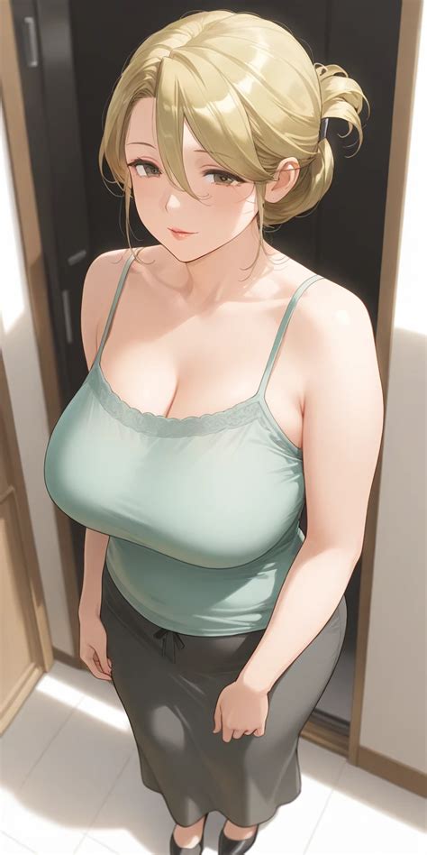Mature Female Housewife Blonde Hair Hair Between Eyes Chignon Hair