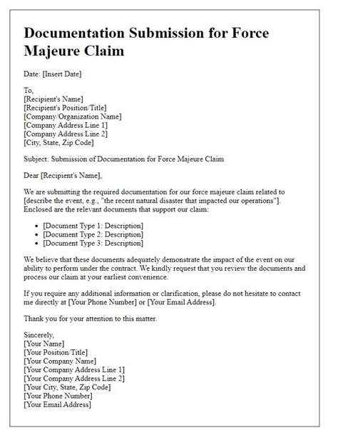 Letter Template For Construction Project Force Majeure Claim Free