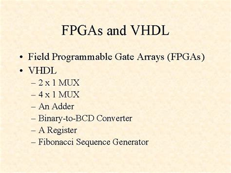 Fpgas And Vhdl Lecture L 12 1 Fpgas