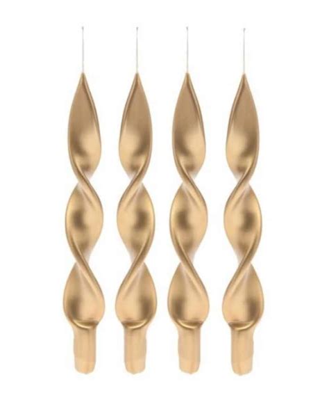 Candela Artistica Torciglione Alta 27cm Confezione 4pz Oro C And R