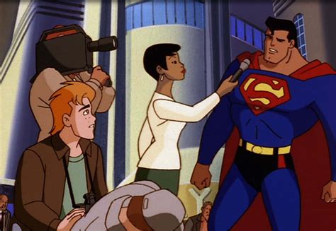 Download Superman Flying Over Metropolis in Superman: The Animated Series Wallpaper | Wallpapers.com