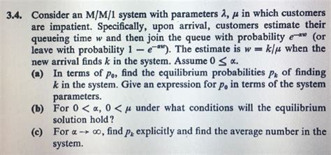 Exercises 3 1 Consider A Pure Markovian Queueing
