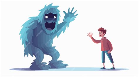 Niño Temeroso Imaginando Un Monstruo Con Un Tipo En La Sombra Vector