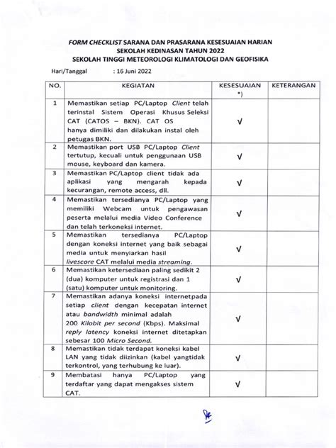 Form Checklist Sapras Ptb Stmkg Kamis 16 Juni 2022 Pdf