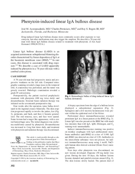 Pdf Phenytoin Induced Linear Iga Bullous Disease C Perniciaro