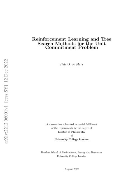pdf reinforcement learning and tree search methods for the unit commitment problem
