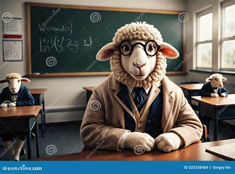 Sheep In A Classroom Generative Ai Stock Illustration Illustration