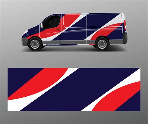 Van Wrap Design Template Vector With Wave Shapes Decal Wrap And