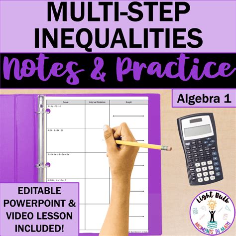 Multi Step Inequalities Guided Notes And Worksheet
