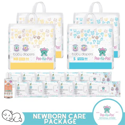 Pee Ka Poo Newborn Care Package 4 Packs Of 80pcs Taped Newborn Small