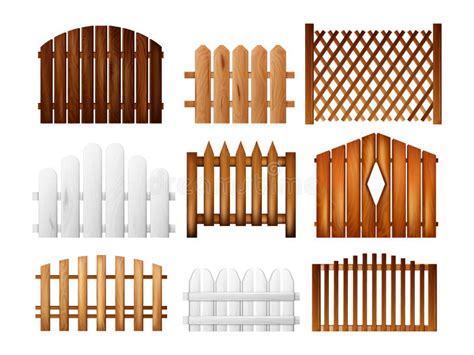 Secciones De La Valla De Madera Realista Ilustración Del Vector