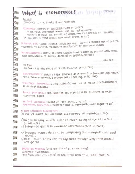 Econ Set 1 Econ Notes About Intro To Econ Marginal Analysis Factors Of Production Trade