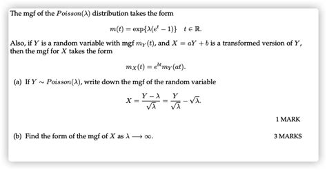 Solved The Mgf Of The Poissonx Distribution Takes The Form