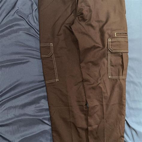 Dickies Pants Brown With Cream Colored Stitching 29w Depop
