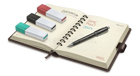 Notebook With Markers And Pen Stock Illustration Illustration Of