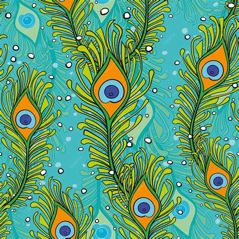 Premium Vector Peacock Feathers Seamless Pattern Peacock Wallpaper Blue Background