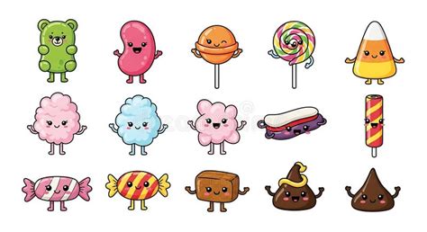 Cartoon Toffee Caramel Candy Characters Stock Illustrations 22