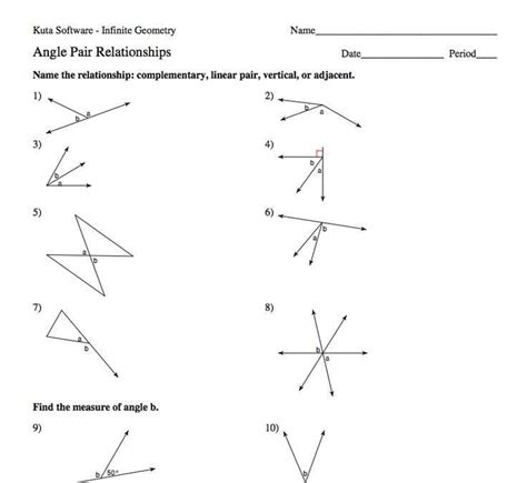Key Answers For Angle Pairs