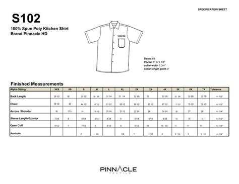 Sizing Guide For S102 Chef Trend White Cook Shirt
