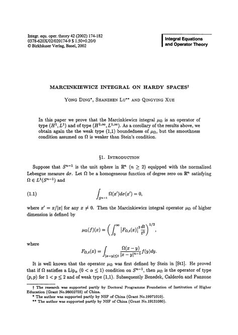 Pdf Marcinkiewicz Integral On Weighted Hardy Spaces